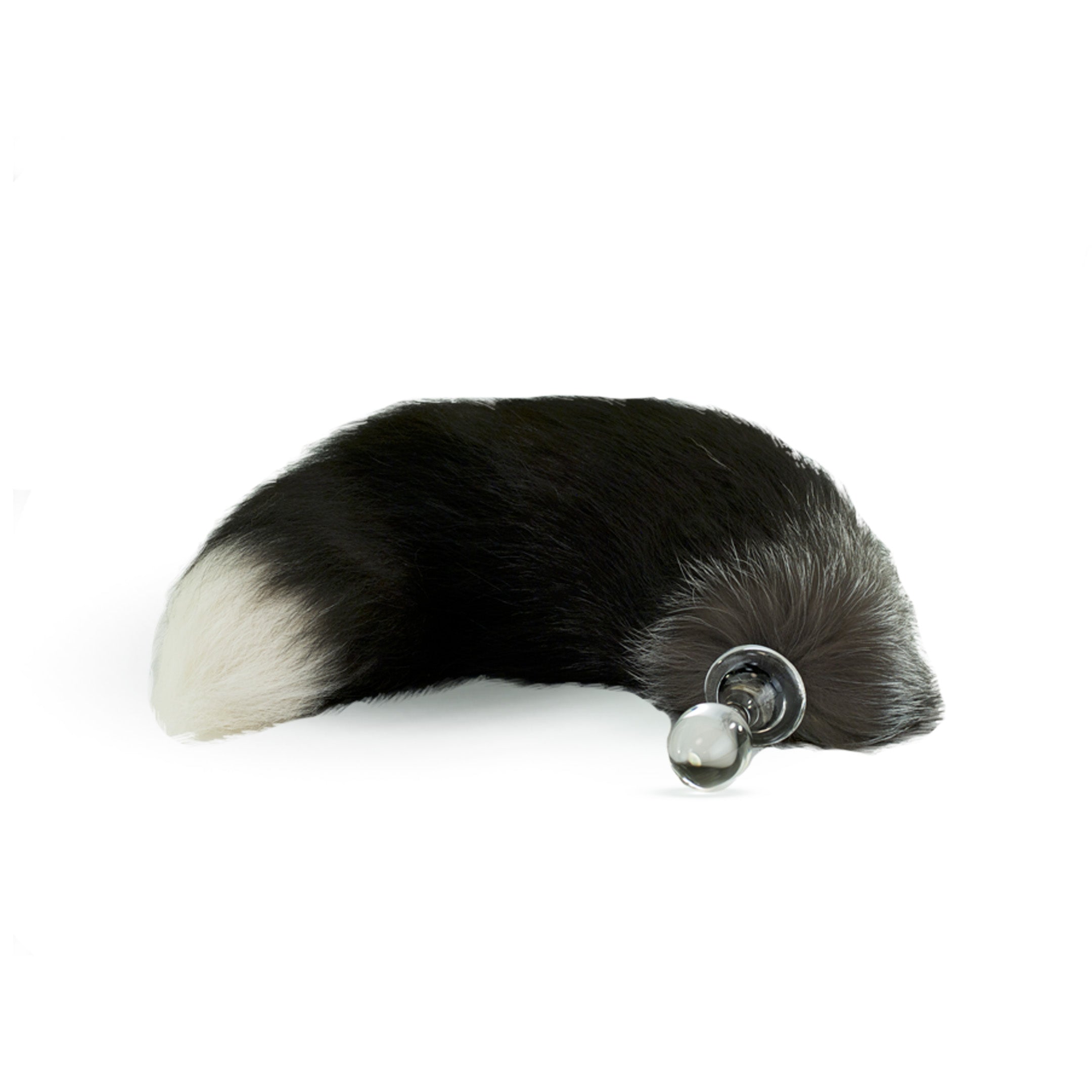Furry Tail Butt Plug | Silver Fox Real Fur Tail Plug | Crystal Delights